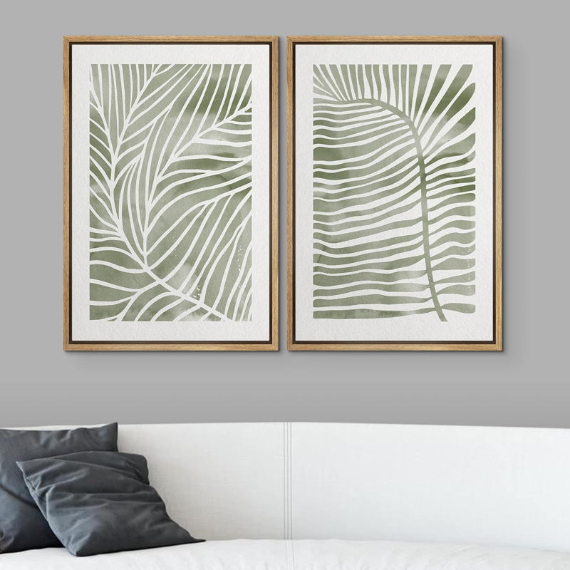 IDEA4WALL Abstract Botanical Sage Green Tropical Abstract Palm Tree Leaves Modern Art Simple ...